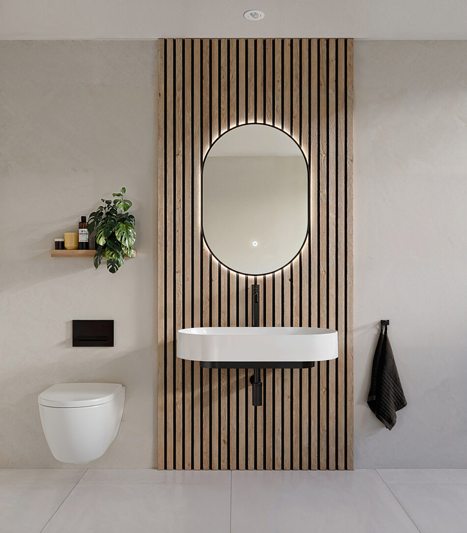 Davoli 800mm Wall Hung Basin, Support Arm and Waste