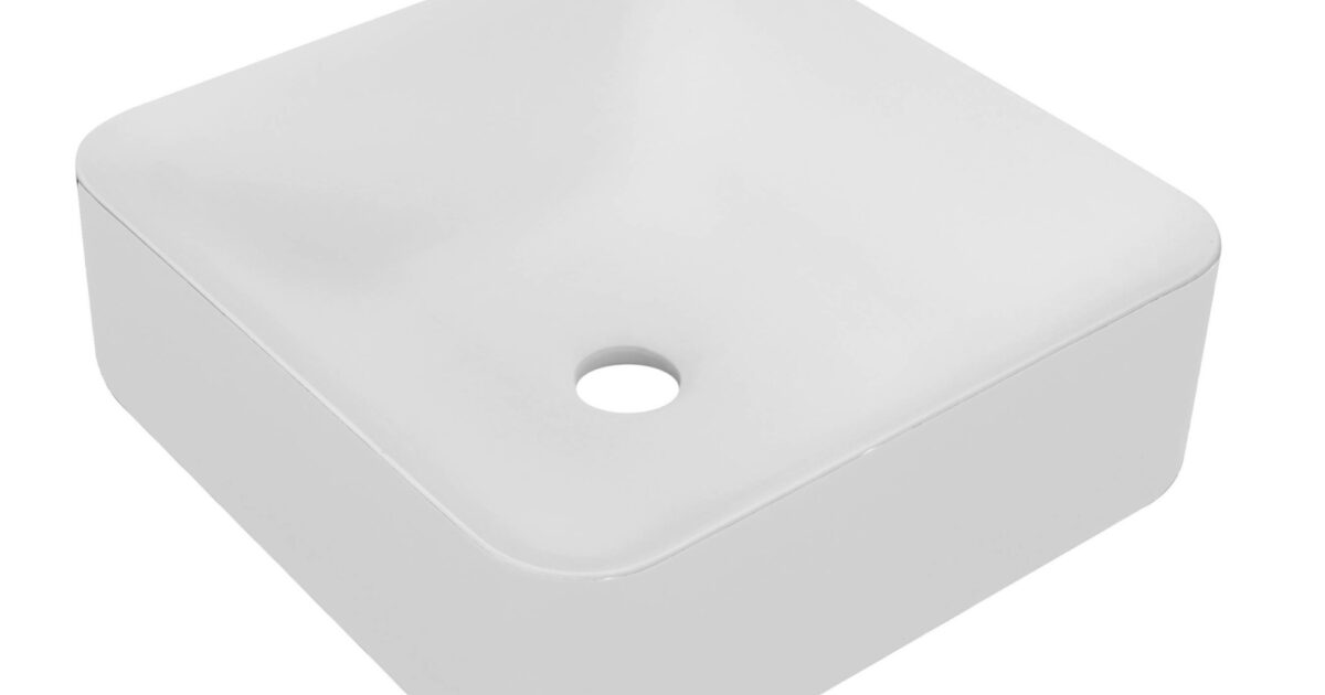 Vitolo Square Solid Surface Countertop Basin White